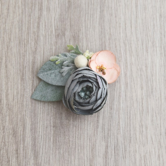 Slate Blue Peony With Peach Accent Bow Newborn Photography - Etsy