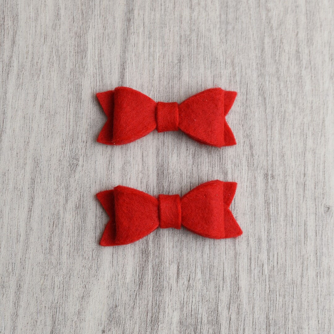 Red Felt Pigtail Bows | Girl Bows | Matching Pigtail Bows | Snap ...