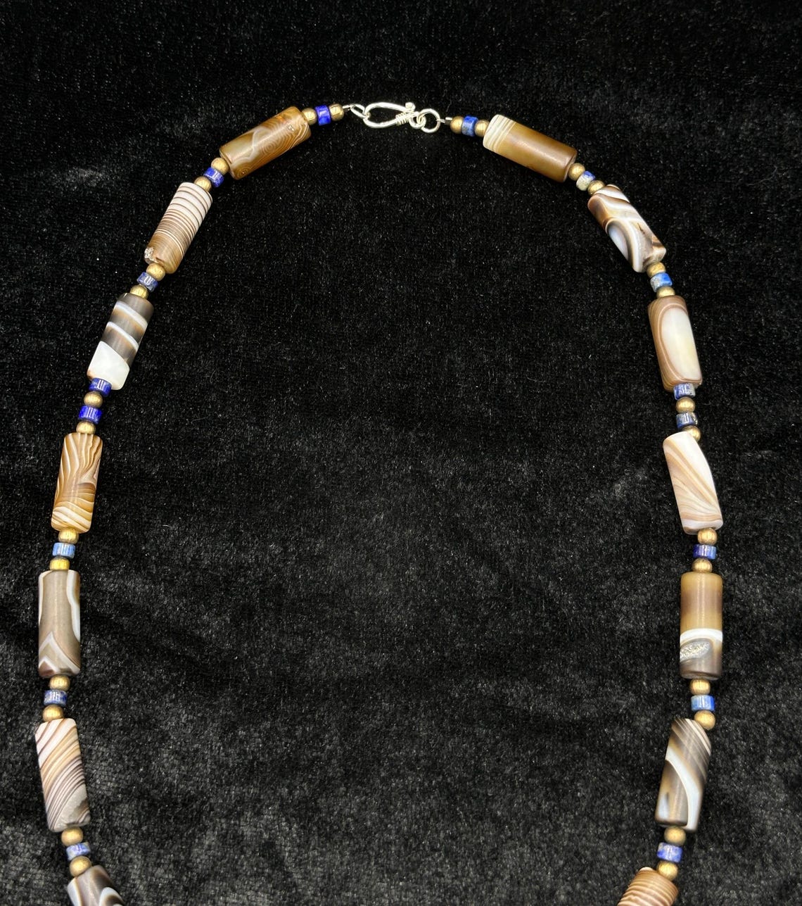 Authentic Ancient Greco Bactrian Banded Agate & Lapis Lazuli Beaded ...
