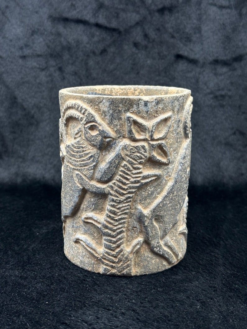 Ancient Jiroft Chlorite Stone Cup, Animal Decorated Vessel (2500 BC) - Etsy