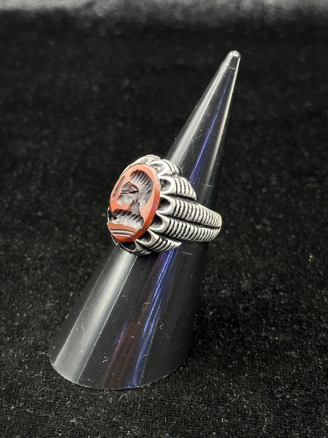 Roman Empire Ancient Plated Silver Ring With Intaglio King Carnelian ...