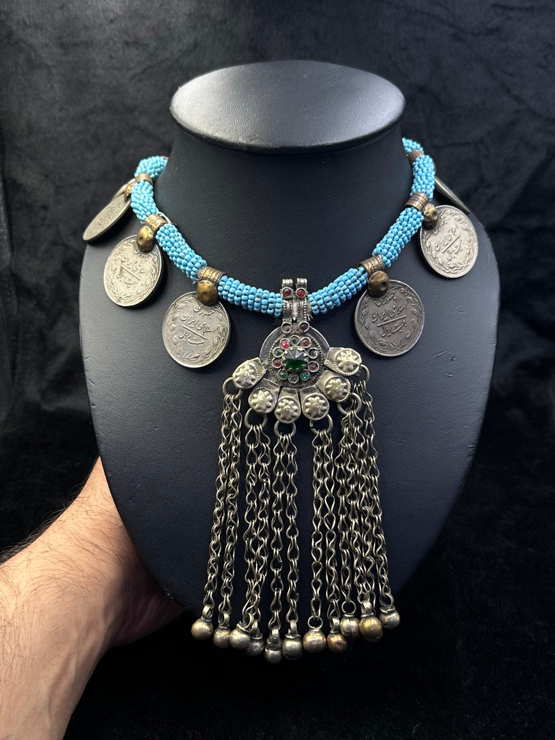 Vintage Afghan Kuchi Necklace: Banjara Tribal Coin & Beadwork - Etsy