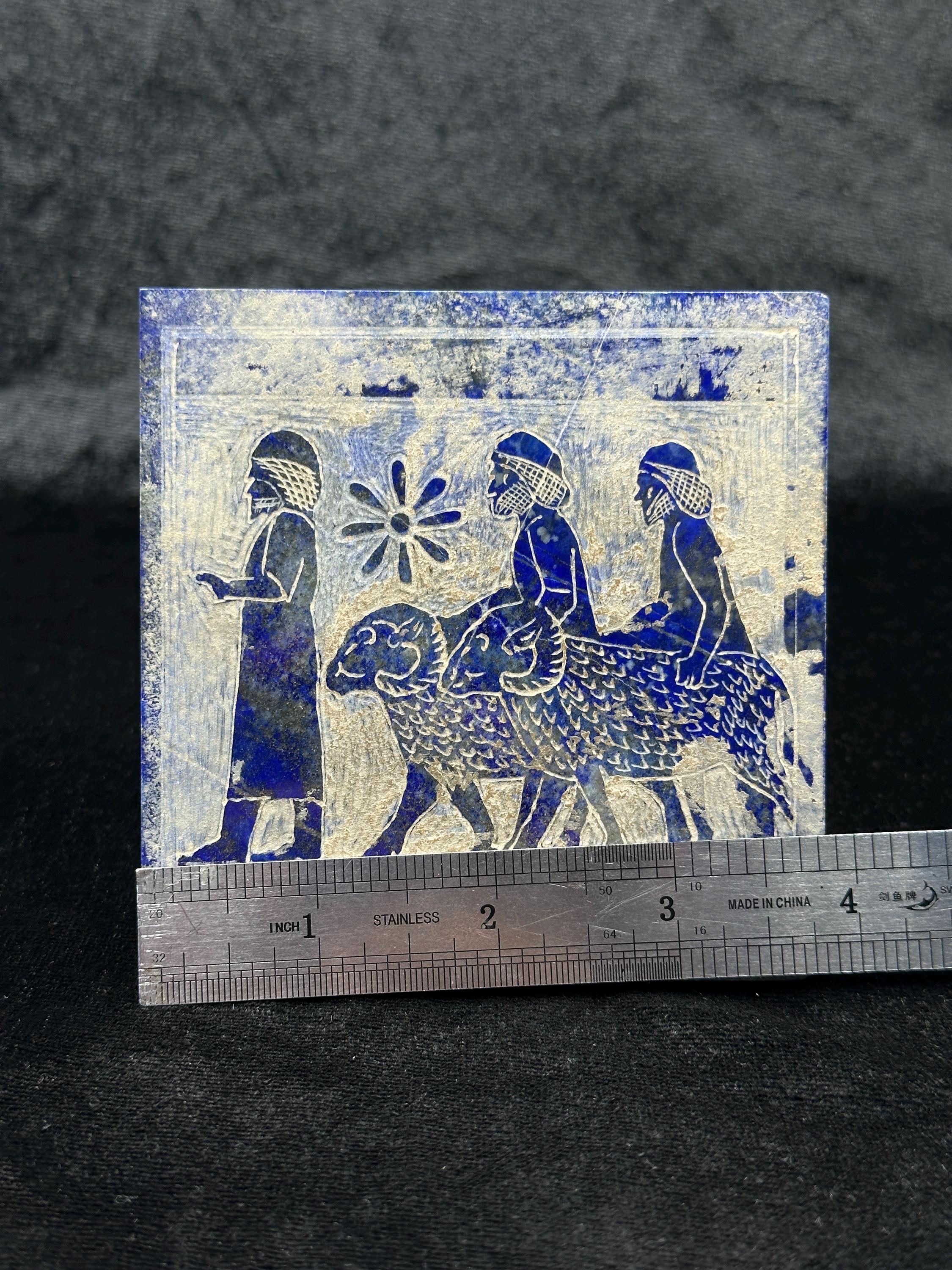 Ancient Large Sumerian Mesopotamian Engraved Natural Lapis Lazuli Stone ...