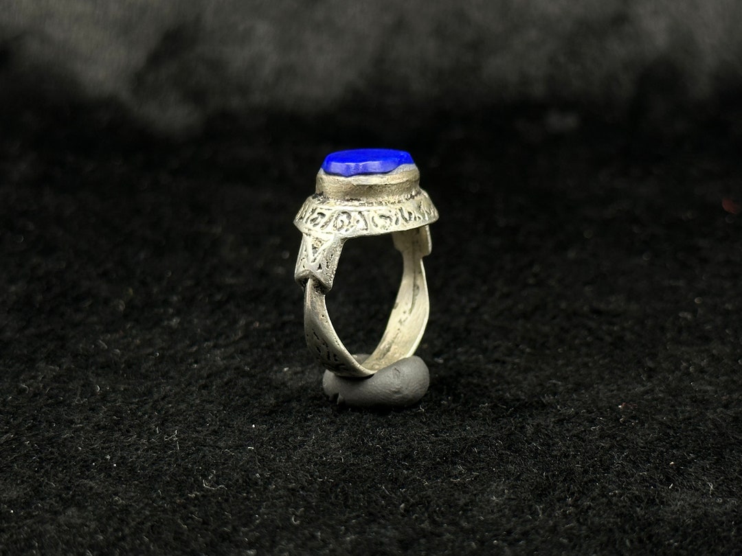 Ancient Silver Plated Old Near Eastern Unique Ring With Natural Lapis ...