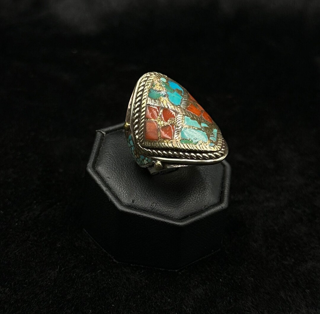 Vintage Tibetan Nepalese Beautiful Handmade Ring With Turquoise and ...