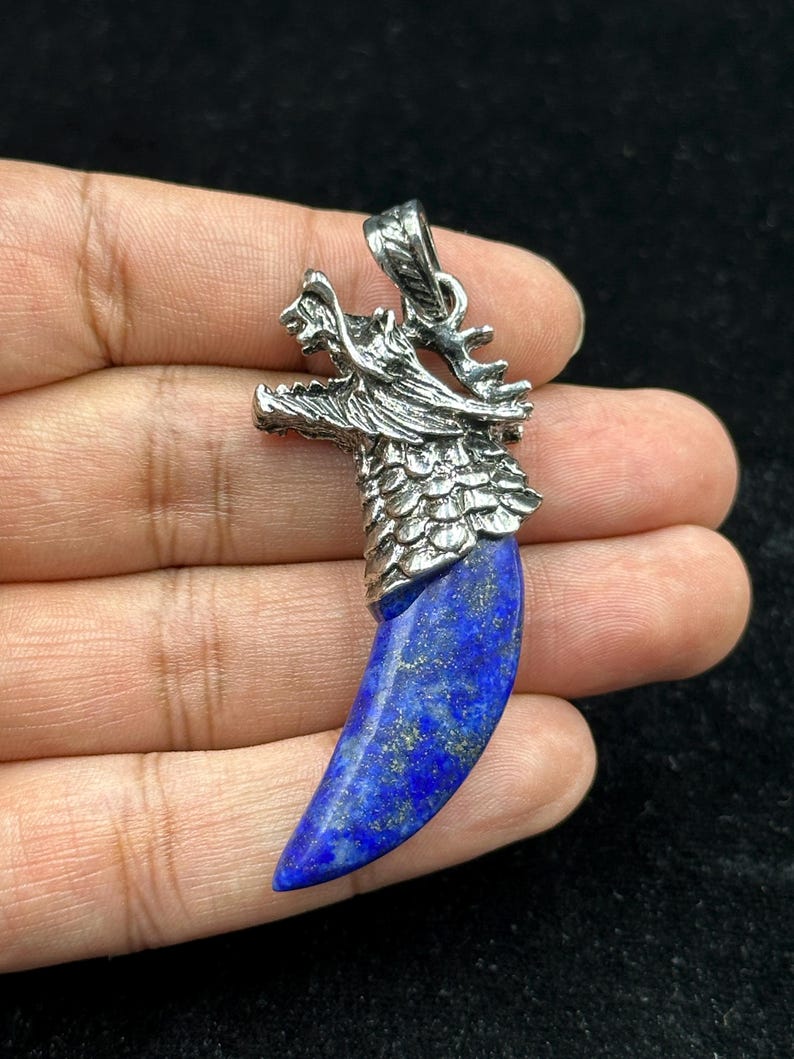 Handmade Tibetan Lapis Lazuli Dragon Pendant, Silver Plated - Etsy