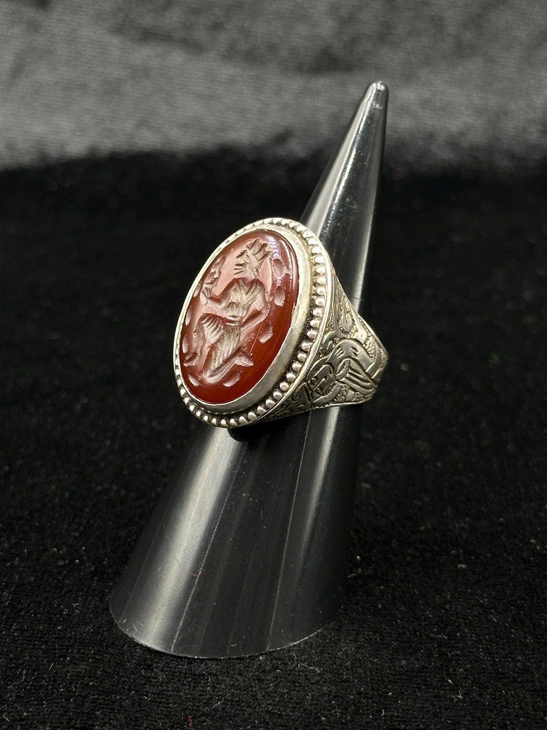 Rare Ancient Sterling Silver Roman Ring With Intaglio Carnelian Stone ...