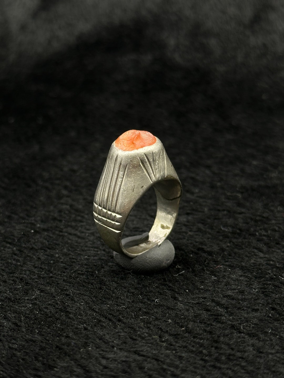 Roman Empire Ancient Silver Ring With Intaglio King Carnelian Stone - Etsy