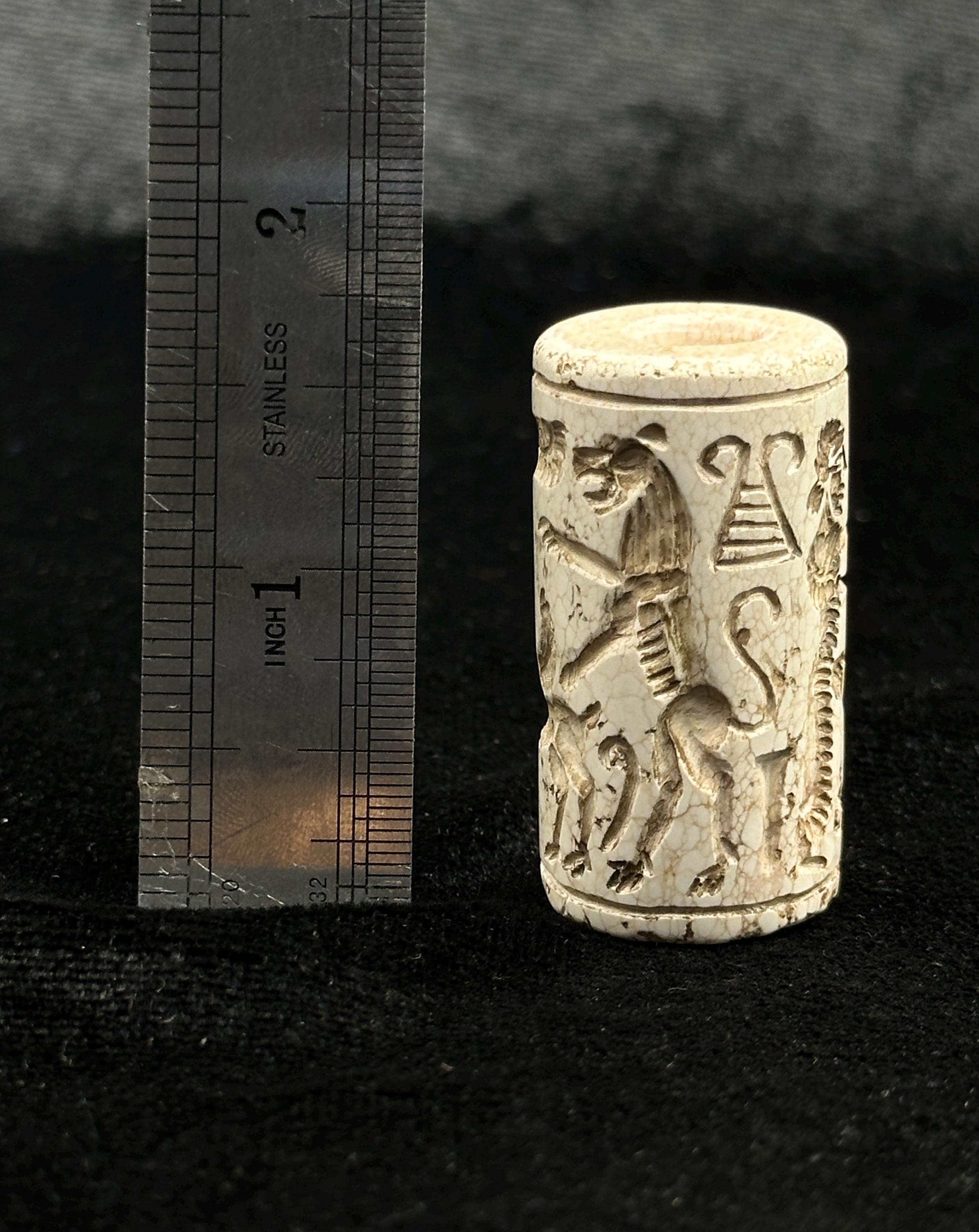 RARE Ancient Cylinder Seal Stamp Bead Faience Babylon Intaglio Roll ...