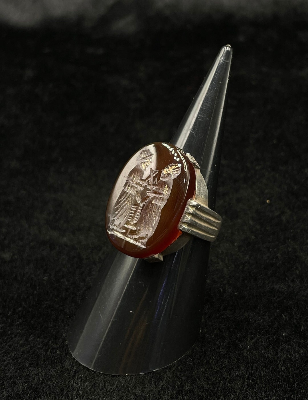 Roman Empire Ancient Sterling Silver Ring With Intaglio King and Queen ...