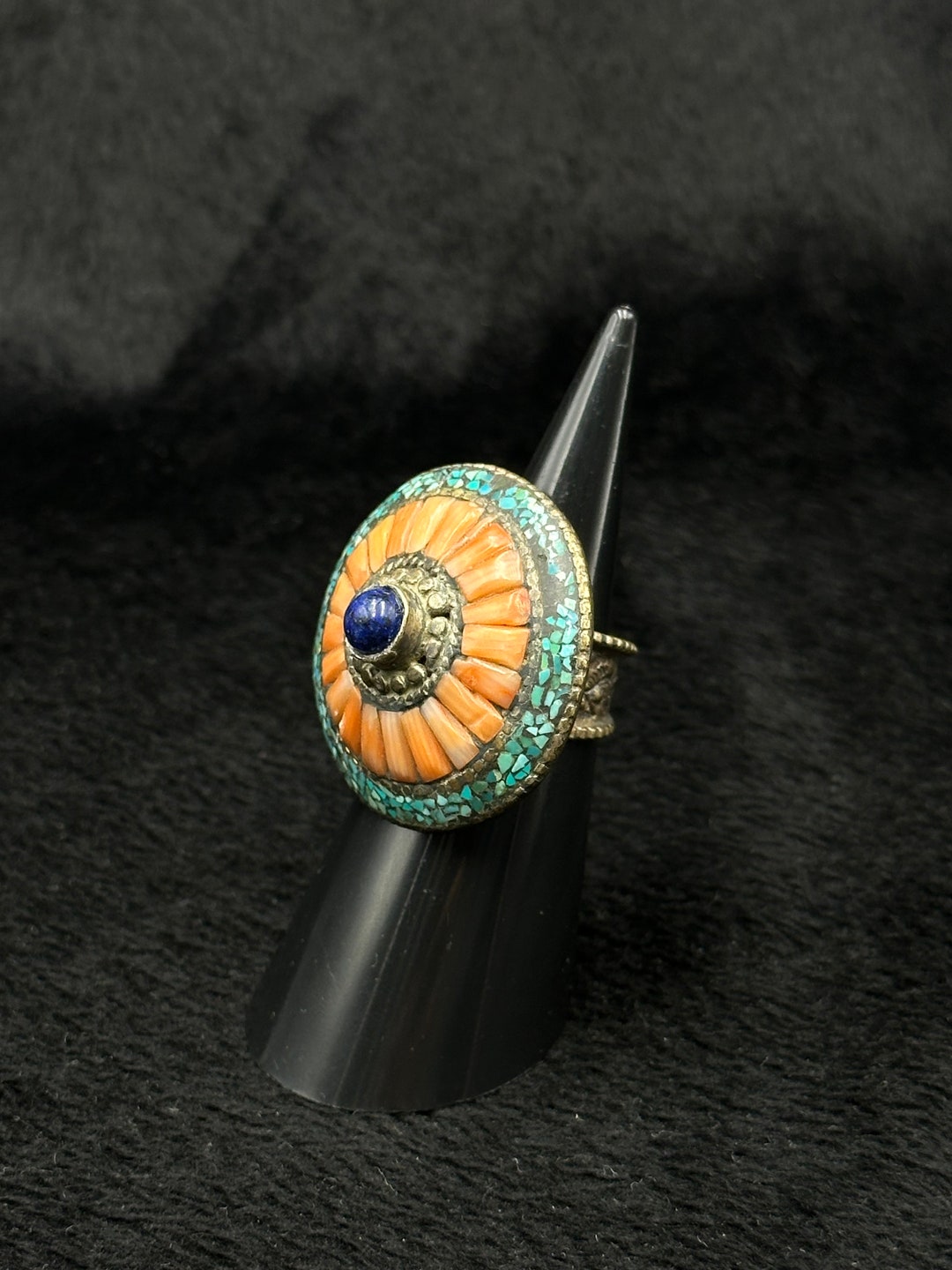 Tibetan Nepalese Vintage Beautiful Handmade Ring With Turquoise Lapis ...