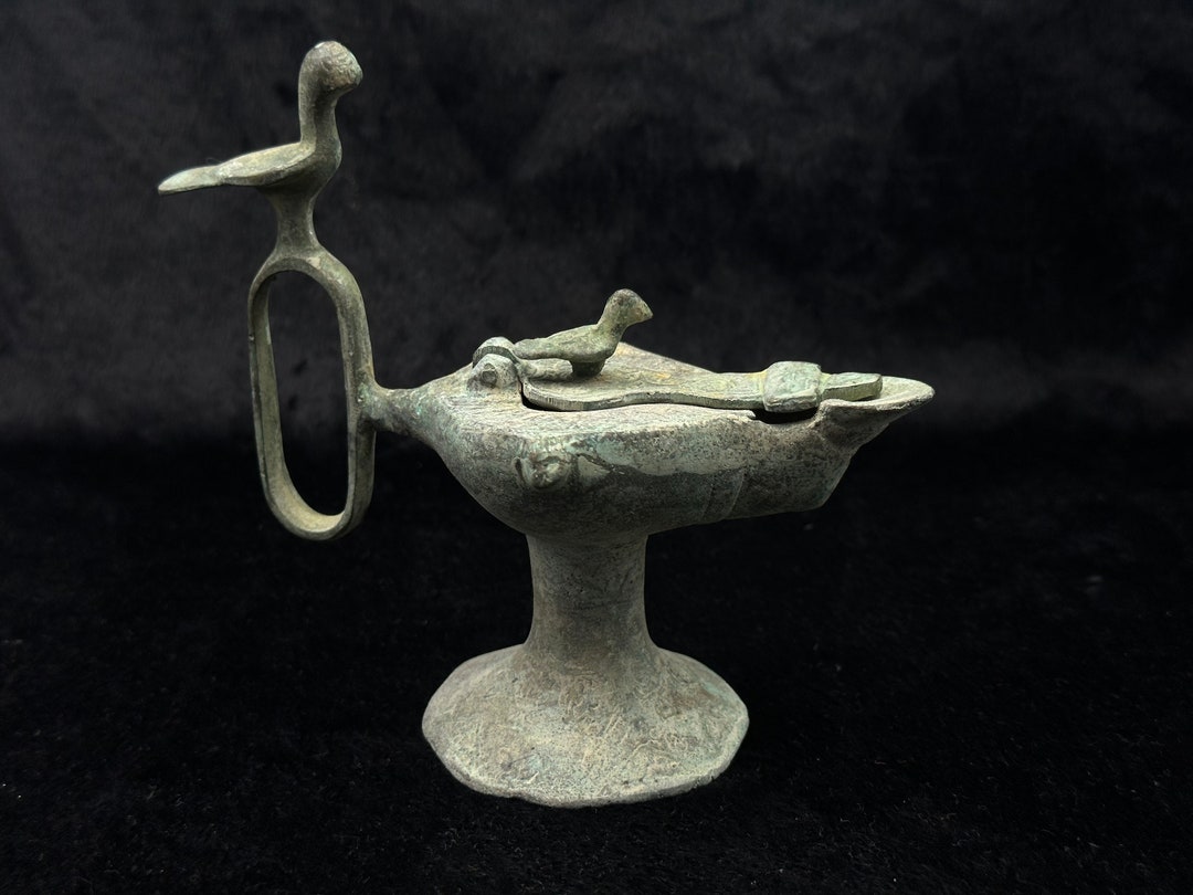 Beautiful Rare Ancient Egyptian Bronze Islamic Oil Lamp With Birds ...