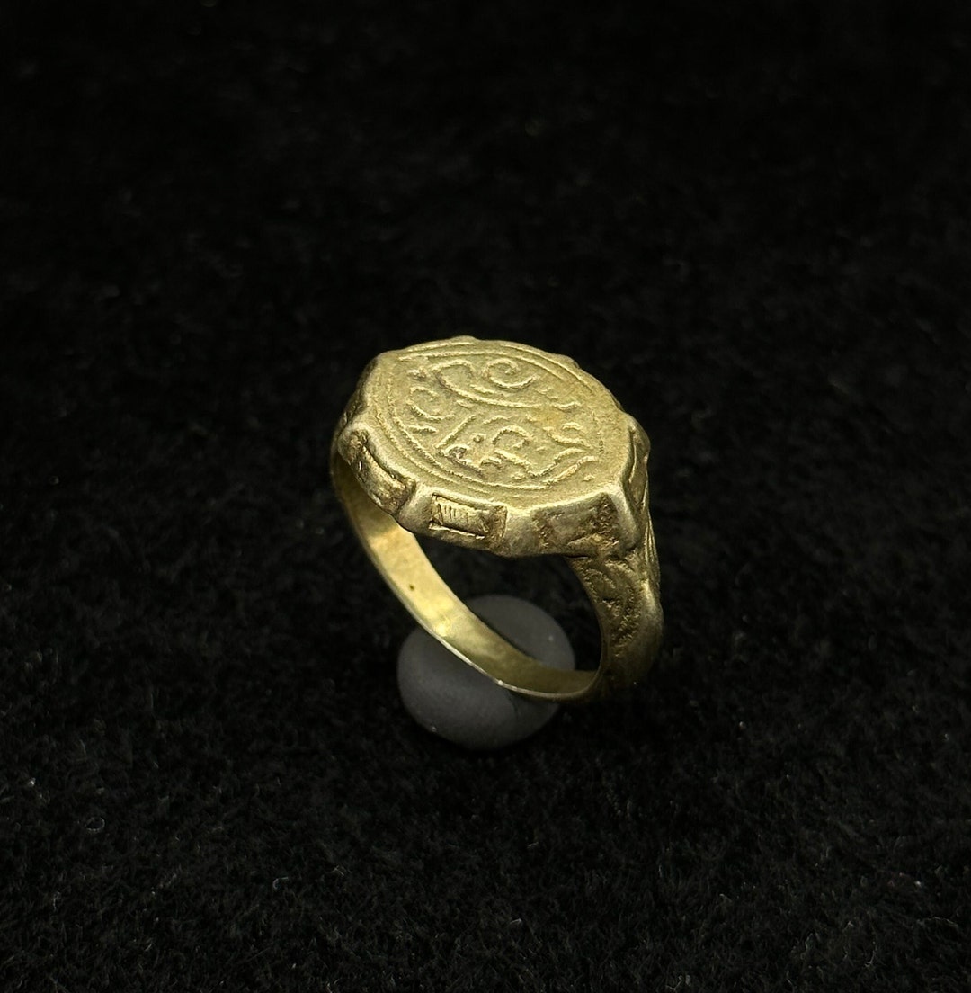 Ancient Brass Gold Plated Islamic Medieval Seljuk Ring With Islamic ...