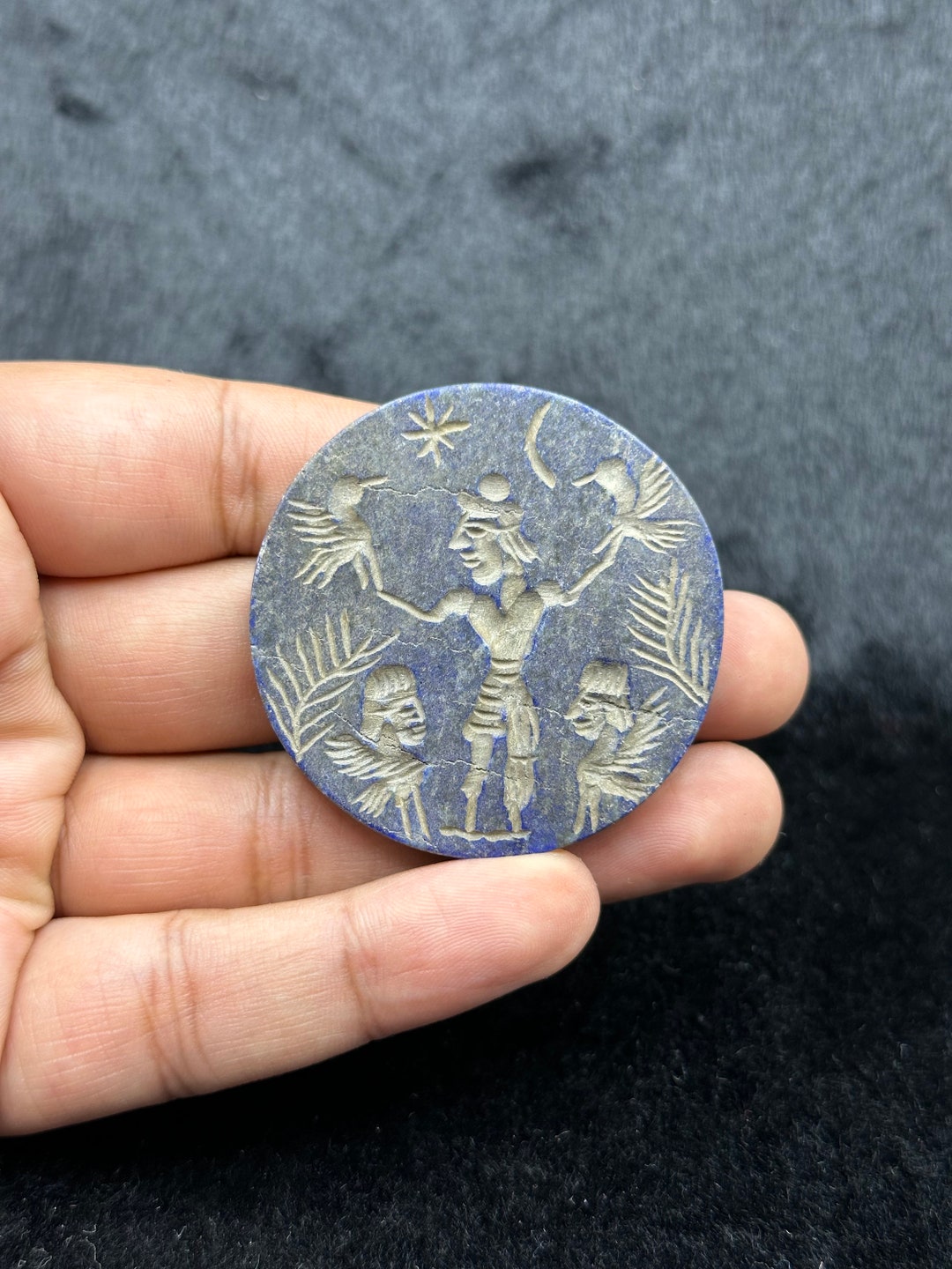 Unique Large Sumerian Mesopotamian Natural Lapis Lazuli Stone Relief ...