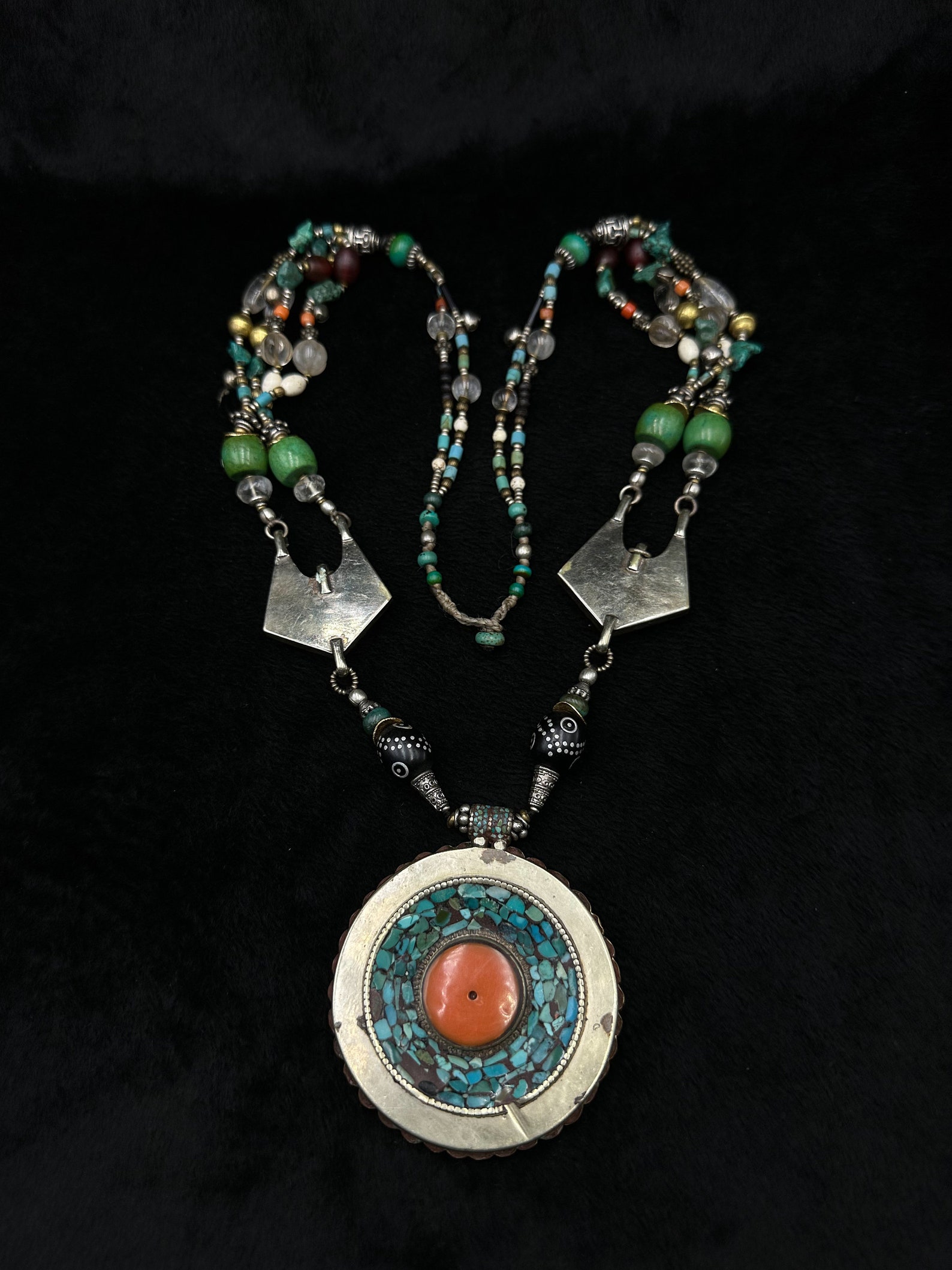 Handmade Tibetan Necklace: Turquoise, Coral, Agate, Lapis, Crystal - Etsy