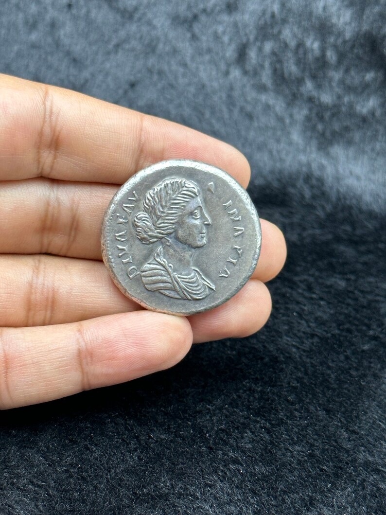 Ancient Roman Queen Face Silver Plated Coin - Etsy
