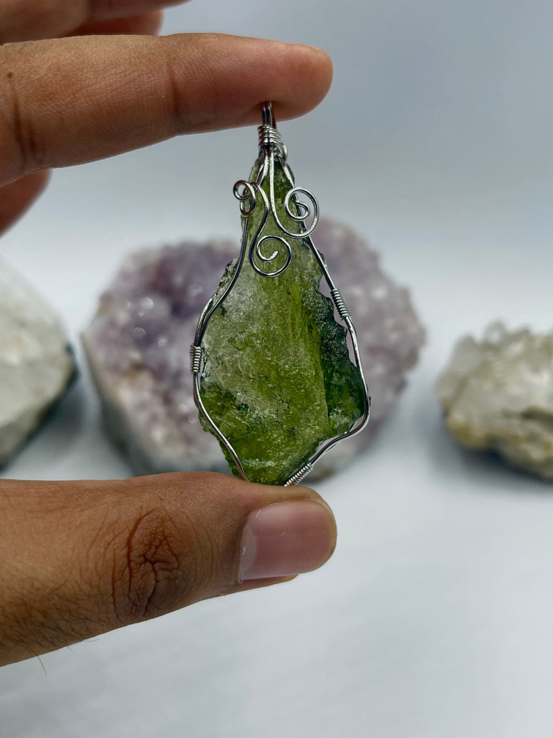 100% Natural Moldavite Certified Pendant From Czech Republic / - Etsy