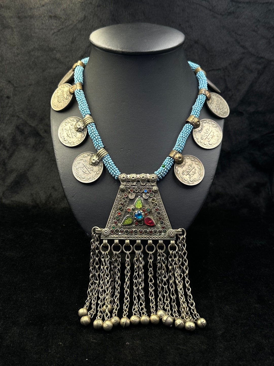 Vintage Kuchi Necklace - Afghan Tribal Coin & Beadwork Jewelry - Etsy