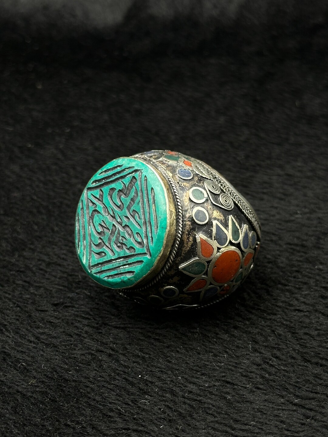 Huge Wonderful Islamic Sliver Ring From Afghanistan With Turquoise ...