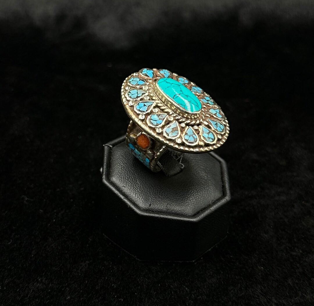 Tibetan Nepalese Beautiful Vintage Handmade Ring With Turquoise and ...