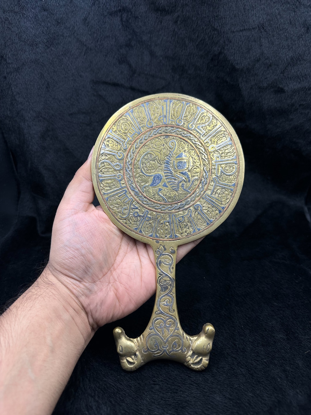 Rare Beautiful Egyptian Museum Quality Bronze Ancient Mirror Cover ...