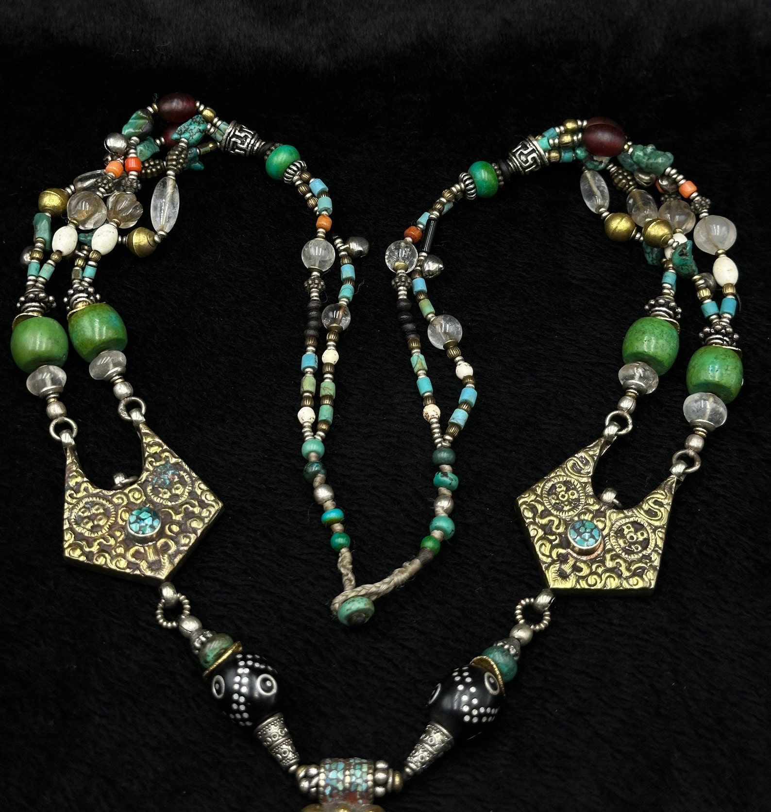 Handmade Tibetan Necklace: Turquoise, Coral, Agate, Lapis, Crystal - Etsy