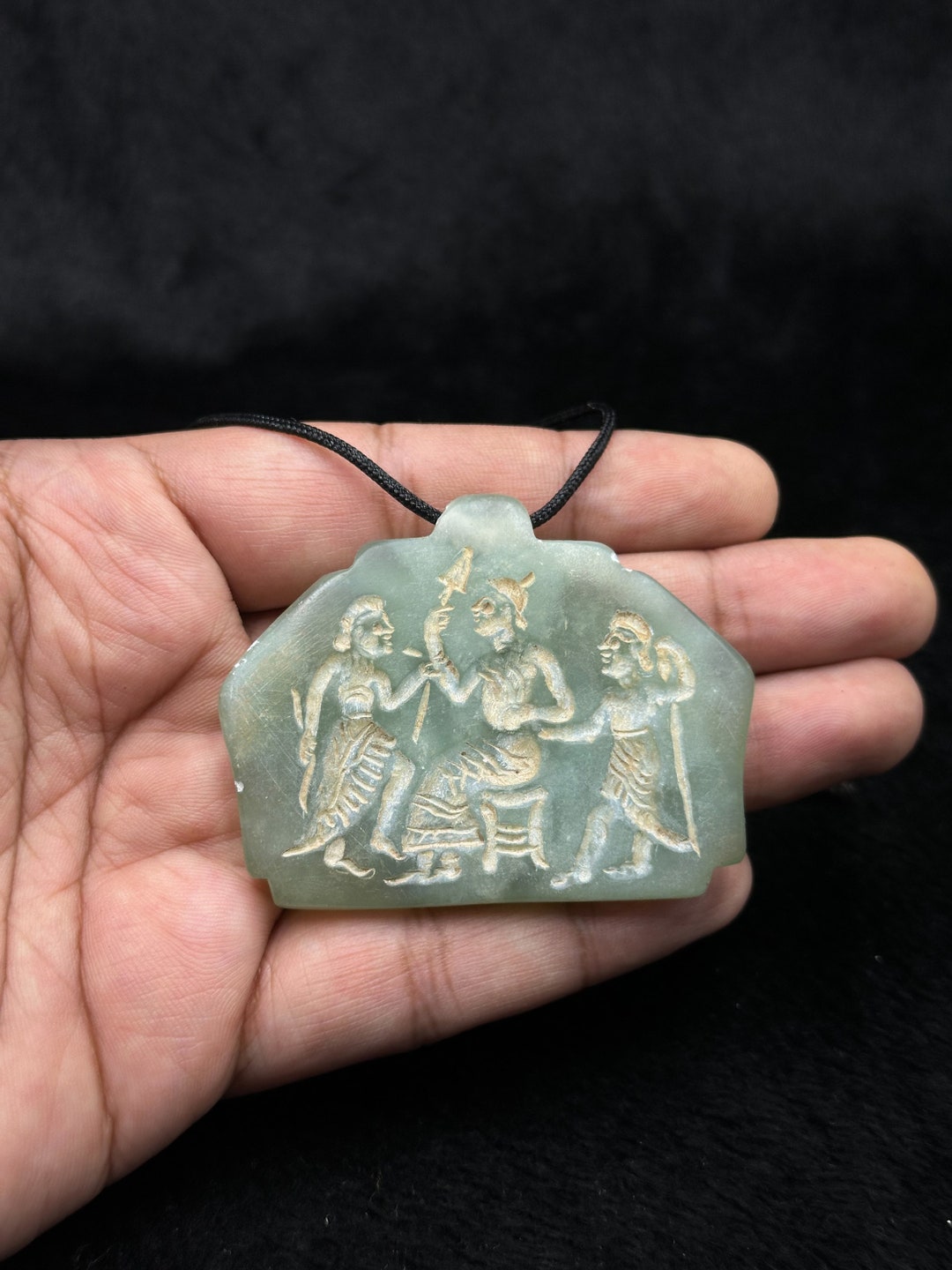 Unique Sumerian Mesopotamian Natural Jade Stone Engraved Pendant - Etsy