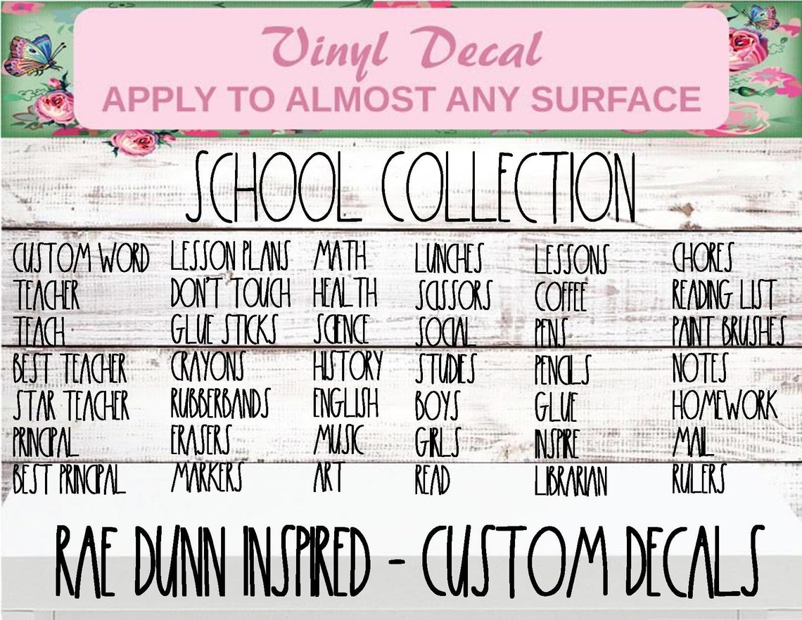 Teacher School Decals, Rae Dunn Inspired Decal, Teacher Dunn, School ...