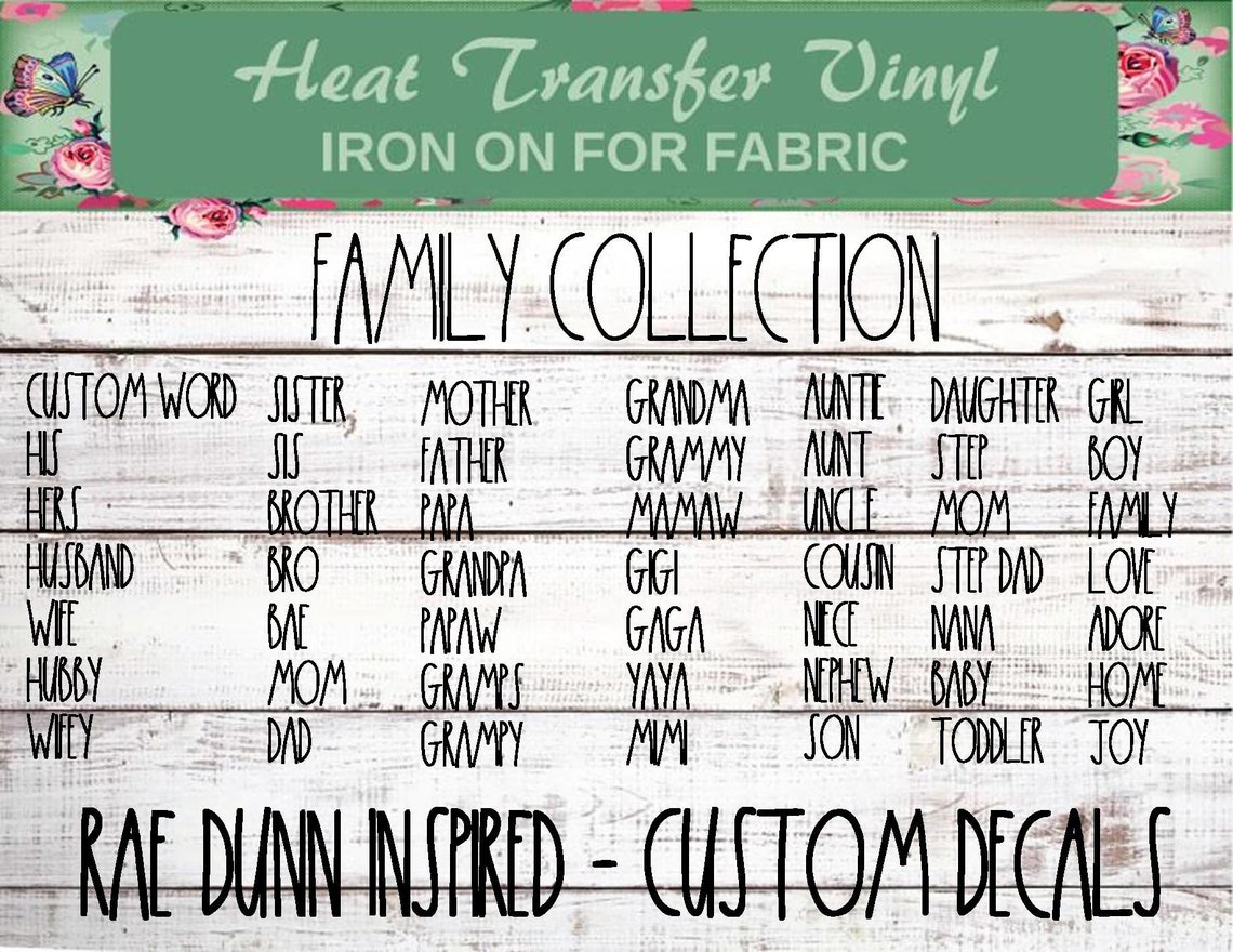 Rae Dunn Inspired Iron On Custom Family Decal Custom Name - Etsy