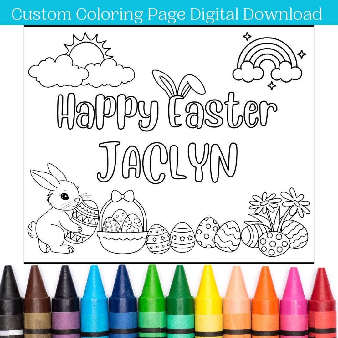 Happy Easter Coloring Design Template, Bunny Easter Coloring Book Kid ...