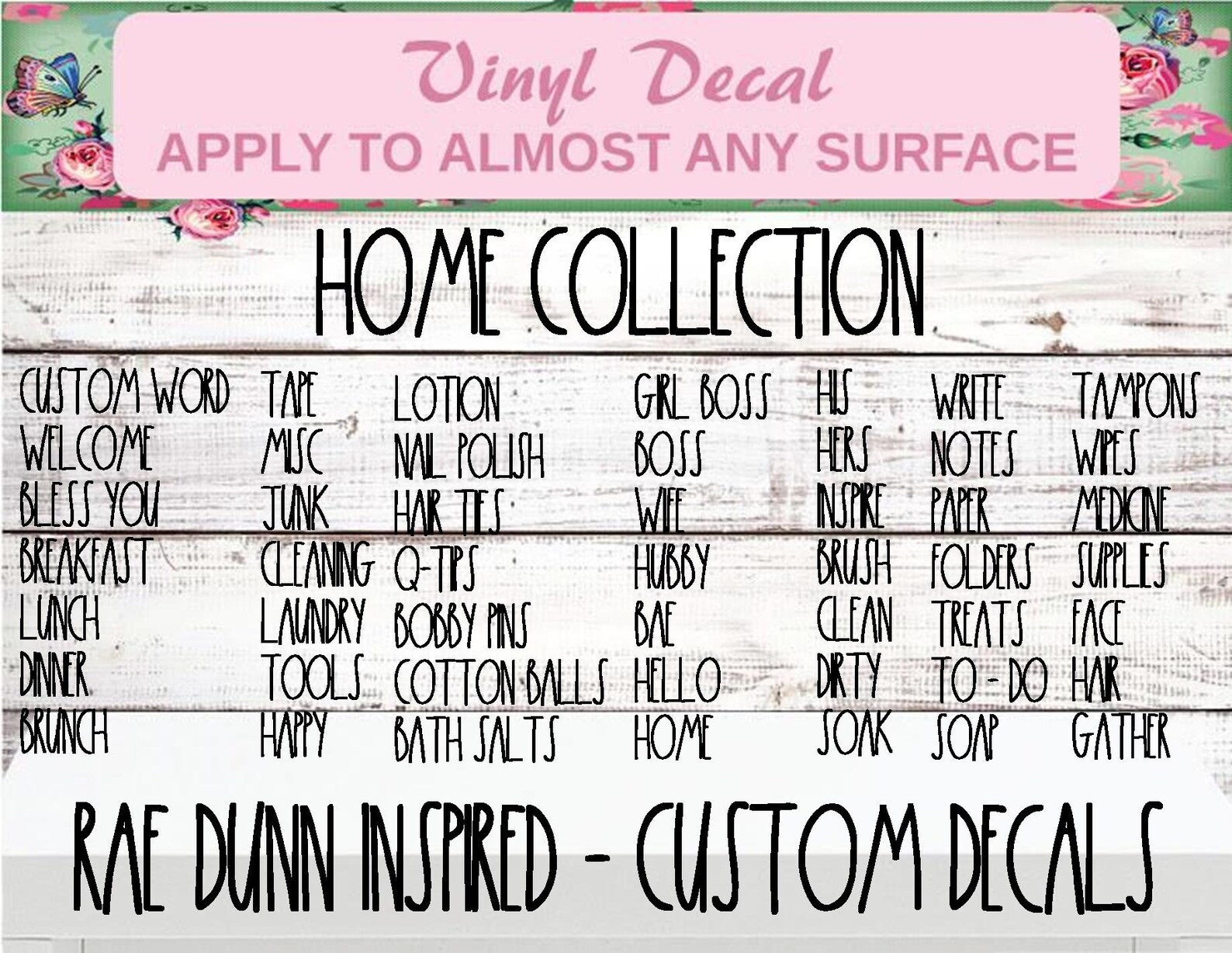 Rae Dunn Inspired Decal Custom Rae Dunn Inspired Decal - Etsy
