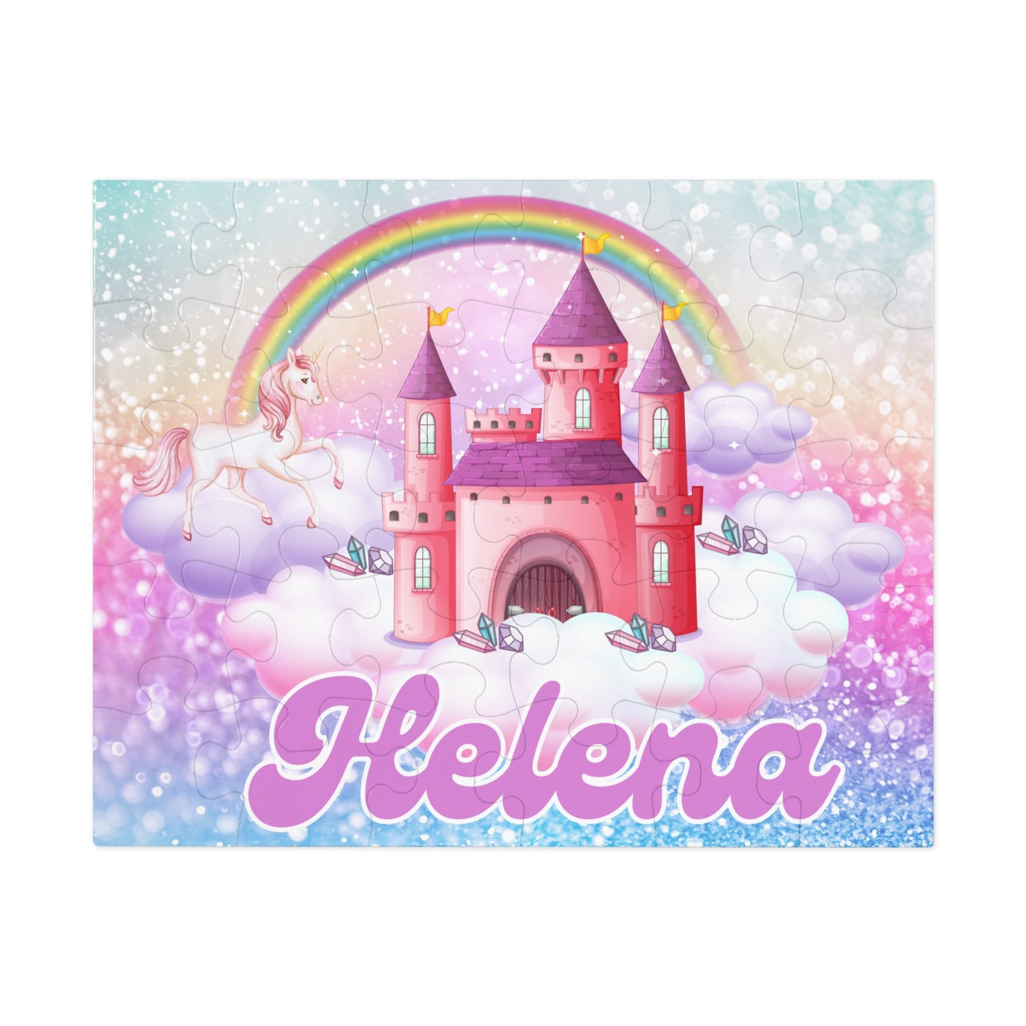 Rainbow Castle Puzzle Sublimation Design Template, Digital Custom Name ...