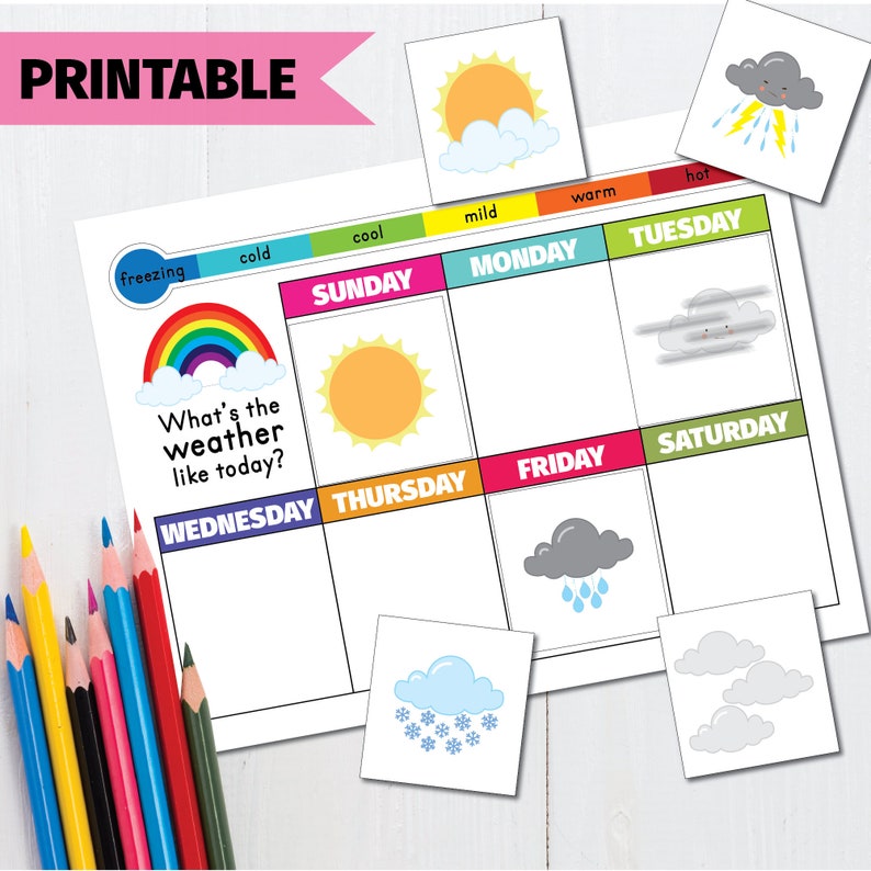 Weather Chart Preschool Printable, Digital Download Montessori ...