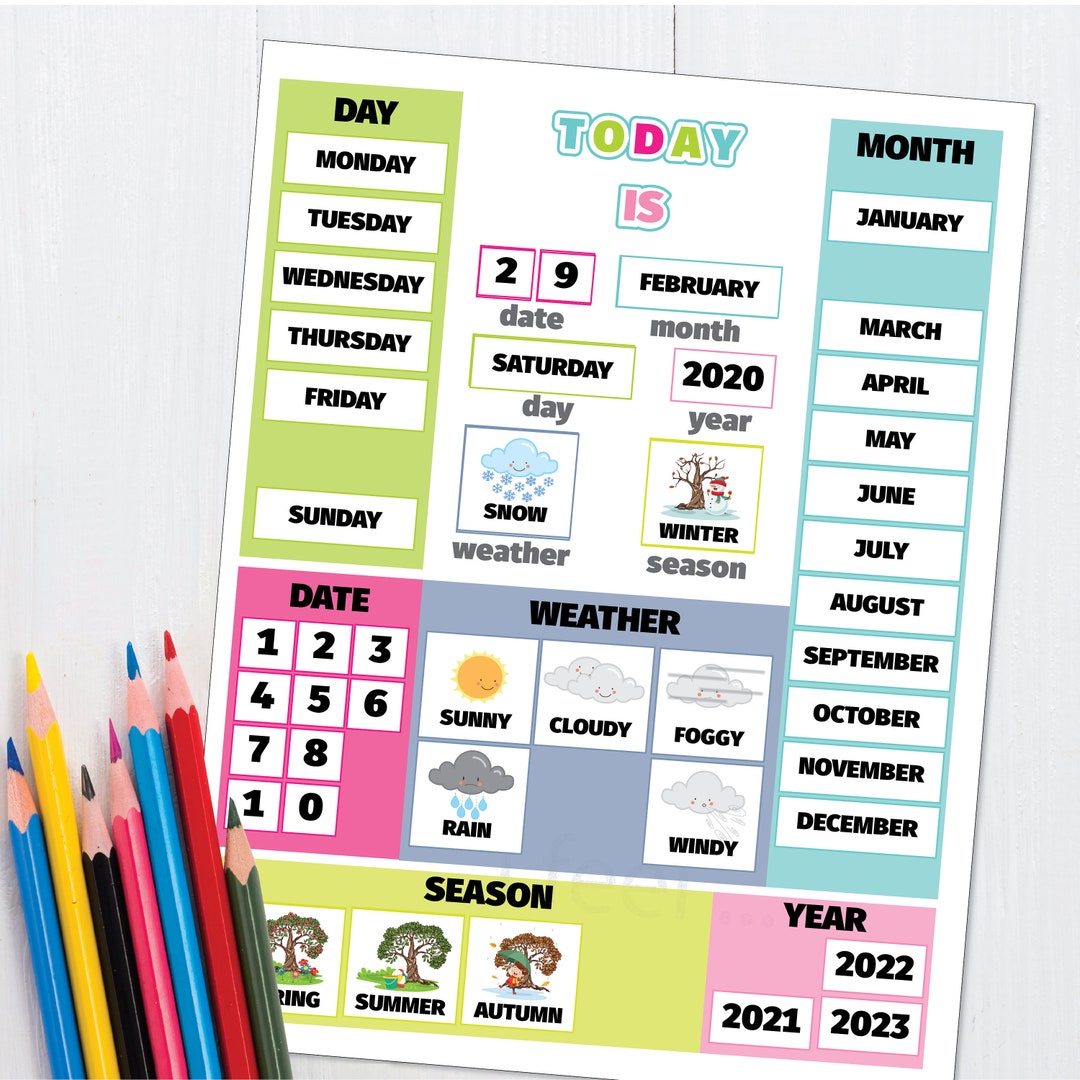 Child Calendar Printable PDF - Preschool Classroom Calendar - Perpetual ...