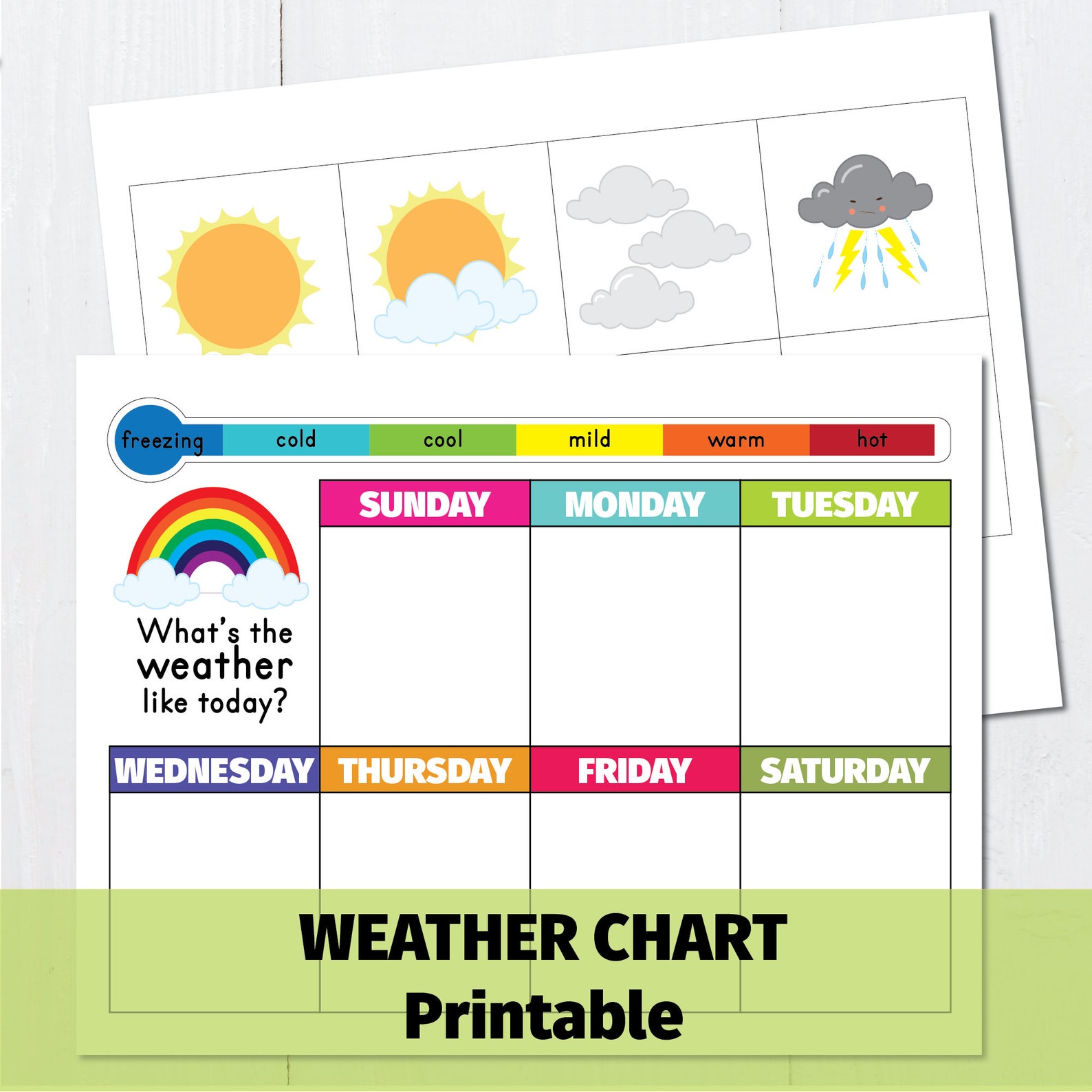 Weather Chart Preschool Printable, Digital Download Montessori ...