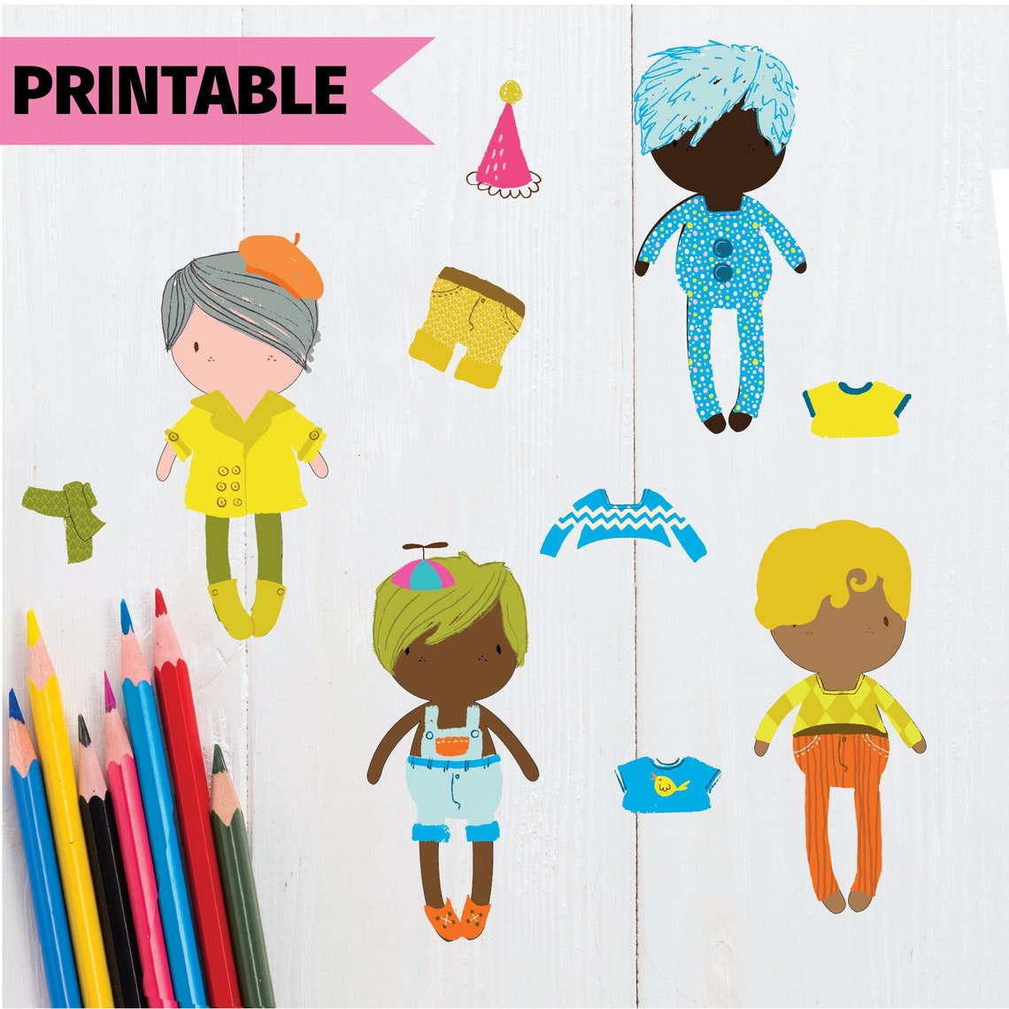 Digital Paper Dolls Bundle, Boy and Girl Dress up Paper Dolls, Digital ...