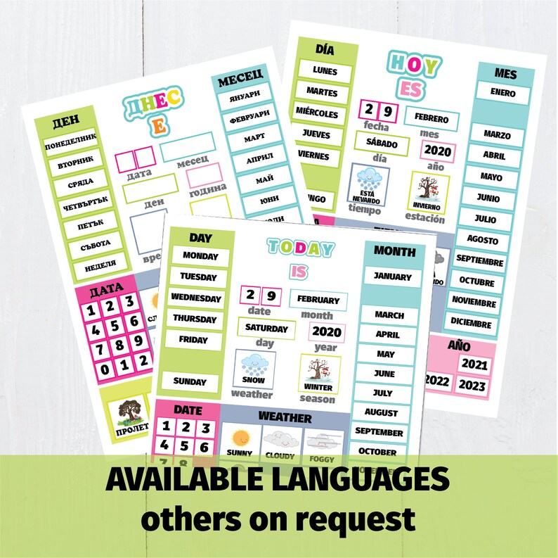 Spanish Classroom Calendar for Kids Instant Download PDF - Etsy