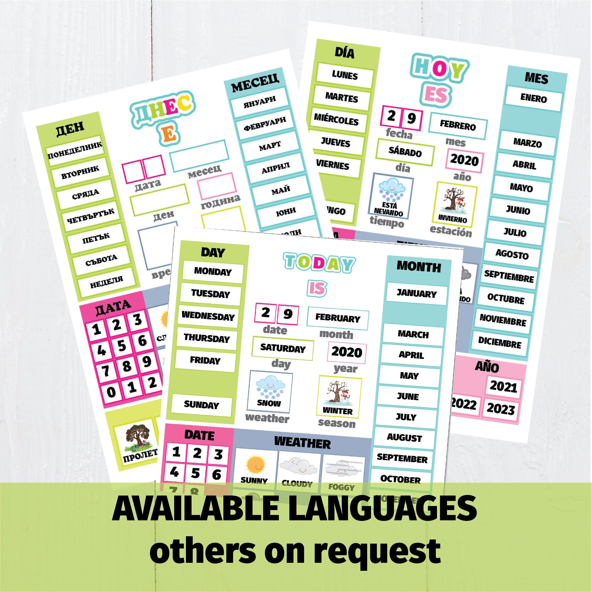 Calendario de aula de español para niños, calendario imprimible en PDF ...