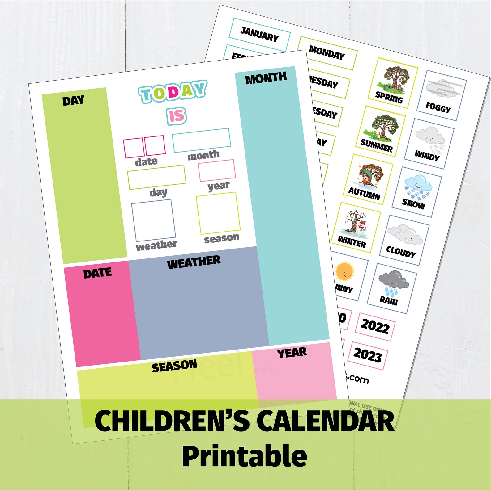 Child Calendar Printable PDF Preschool Classroom Calendar - Etsy