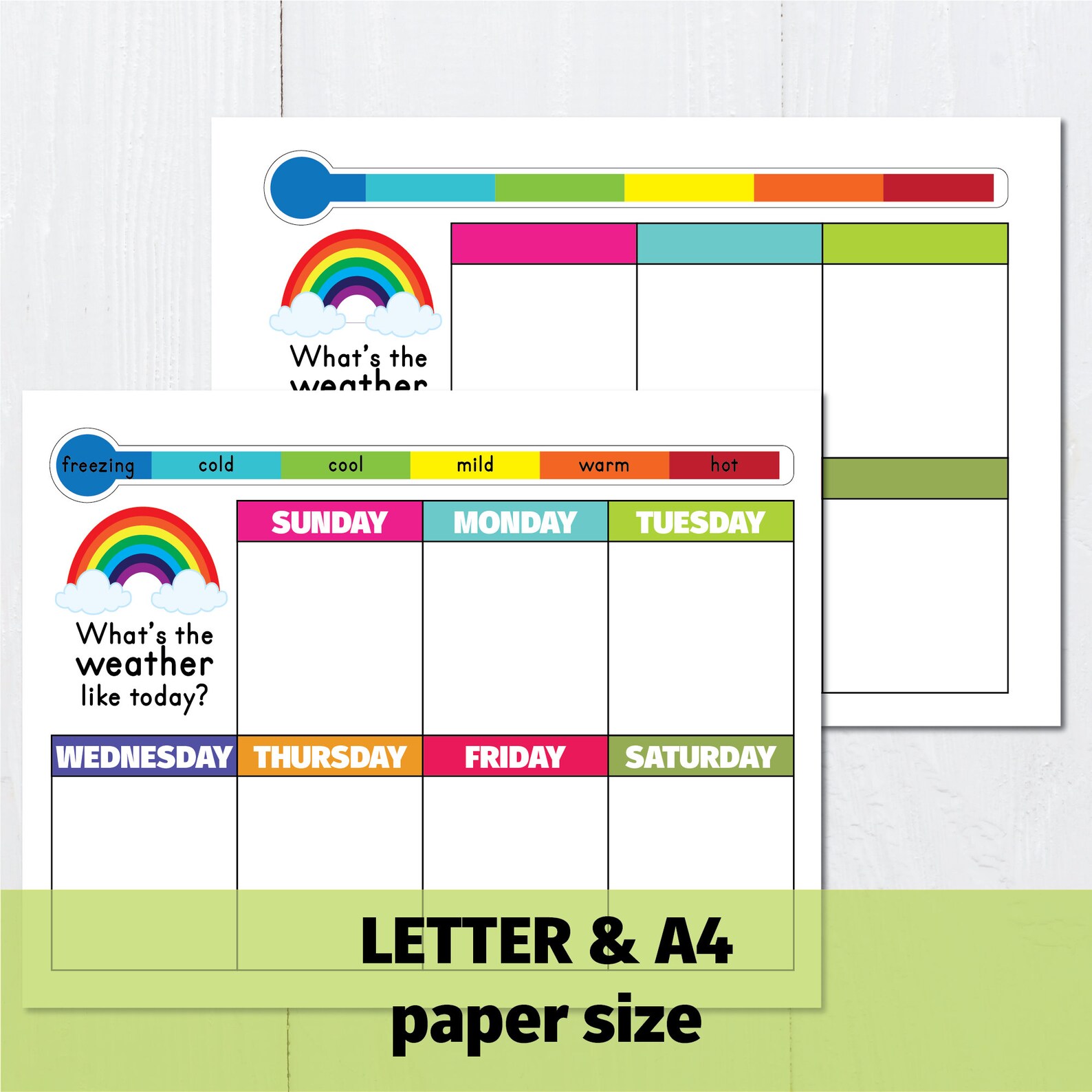 Weather Chart Preschool Printable, Digital Download Montessori ...