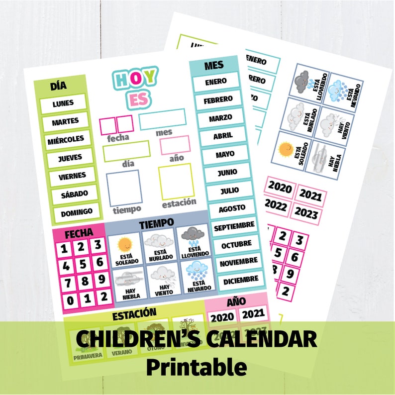 Spanish Classroom Calendar for Kids Instant Download PDF - Etsy
