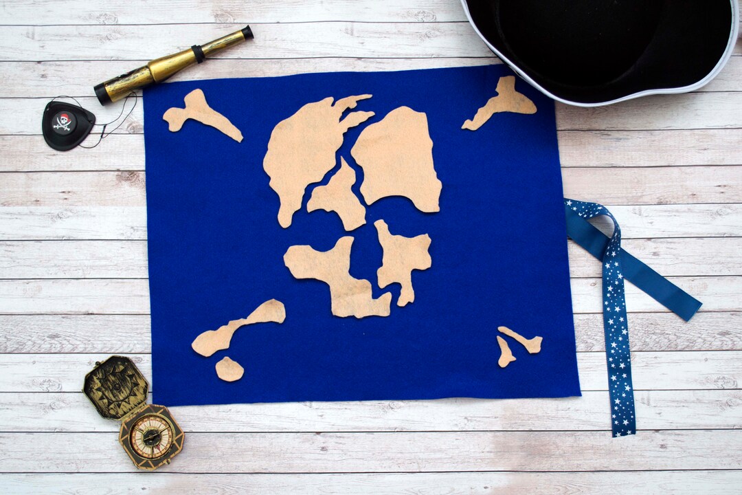 Pirate Treasure Map Felt Play Mat, Dramatic Play Toys for Children ...