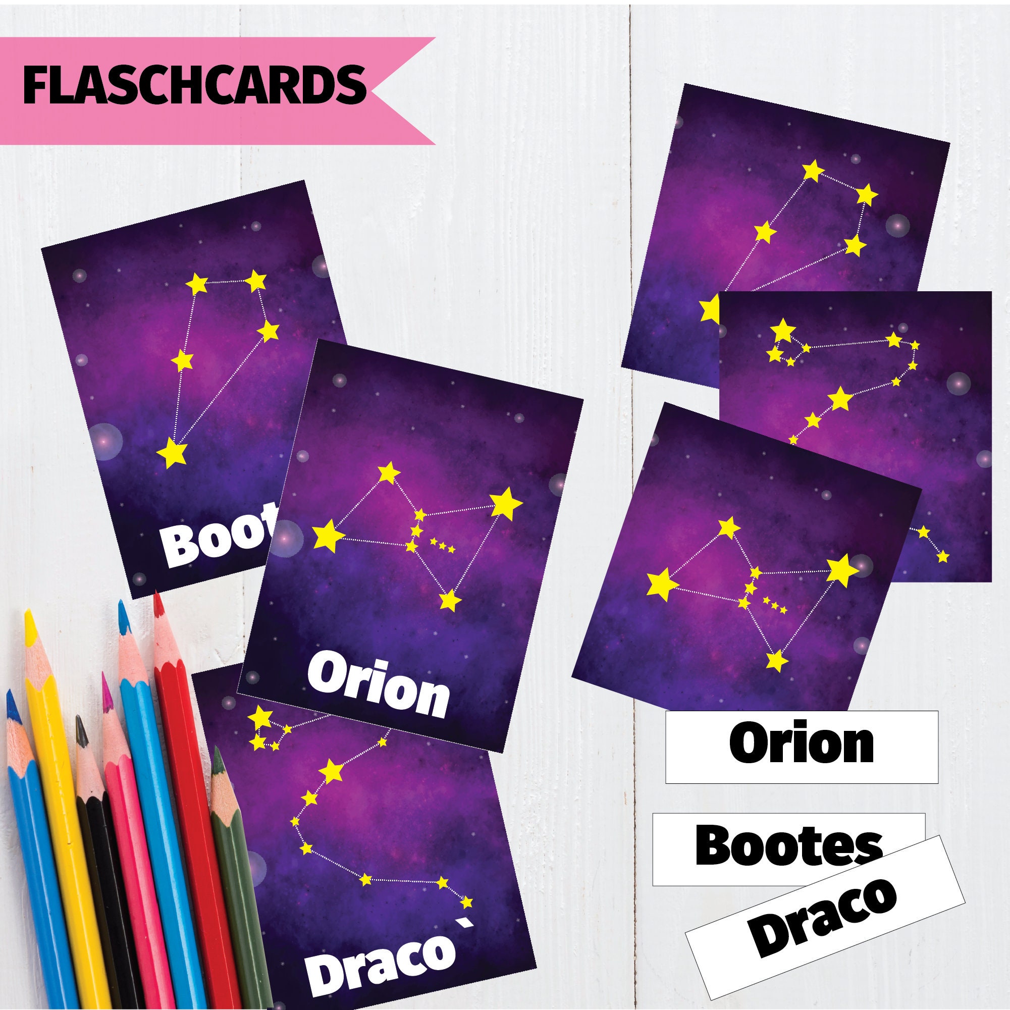Astronomy Printable Montessori Materials, Constellation Flash Cards and ...