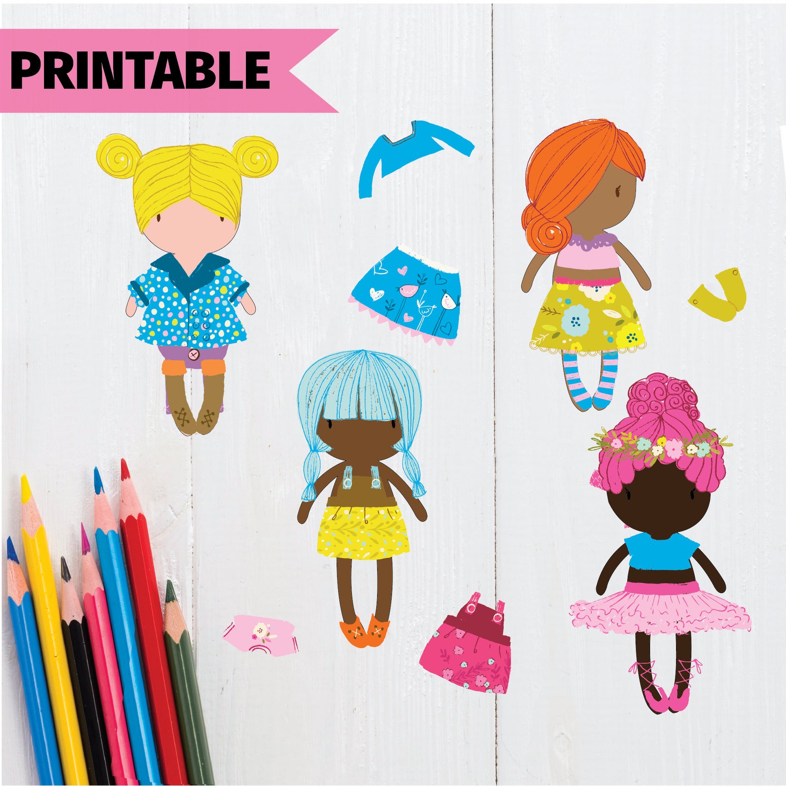 Digital Paper Dolls Bundle, Boy and Girl Dress up Paper Dolls, Digital ...