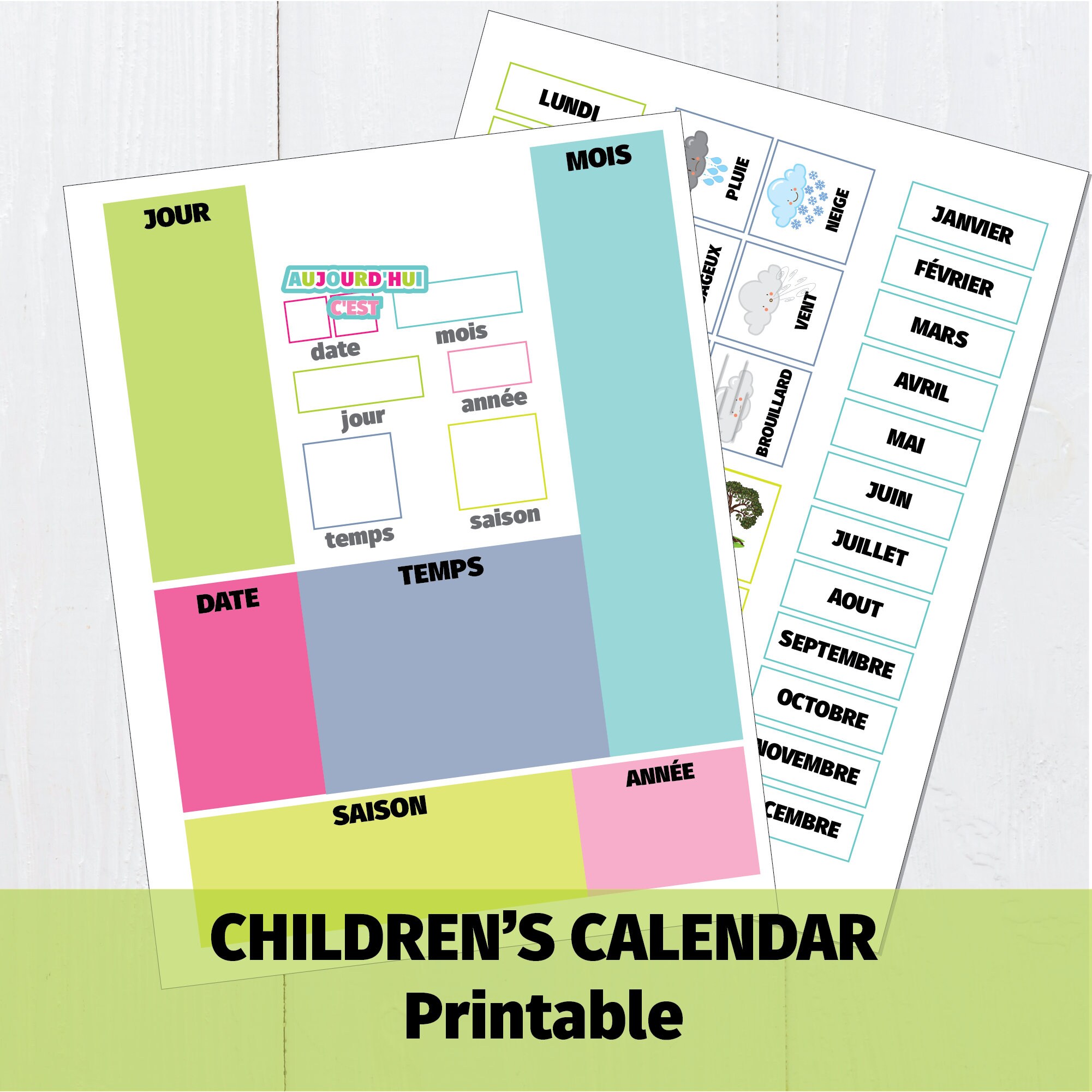 Preschool Calendar for Children in French Homeschool - Etsy