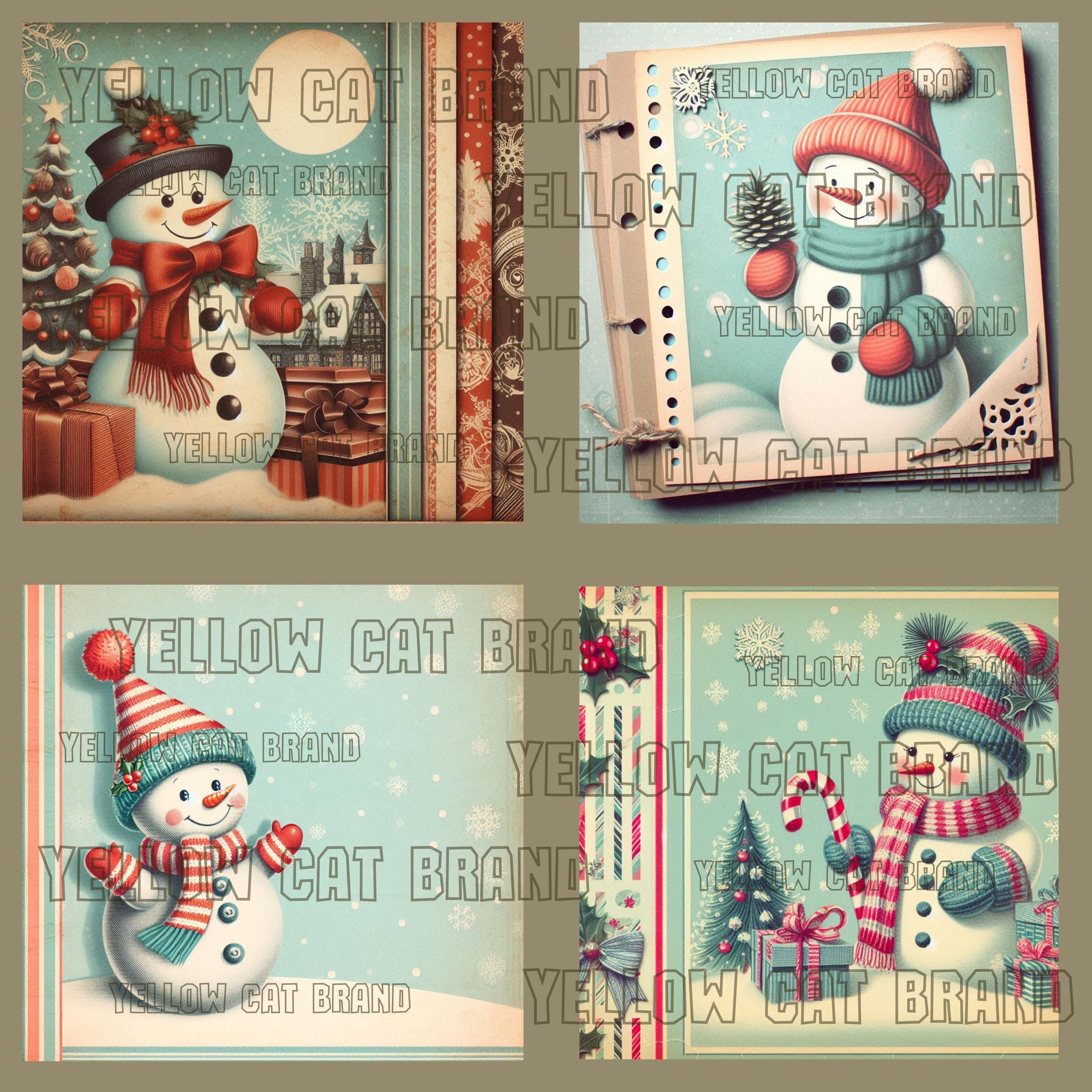 20 Vintage Christmas Snowman Digital Paper | Fantasy Scrapbook Pages ...