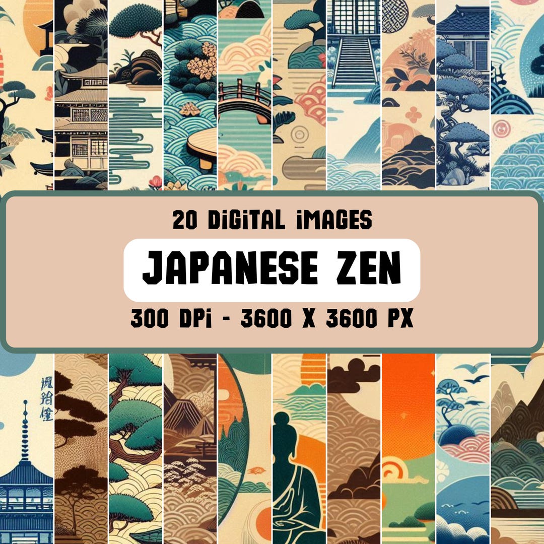 20 Japanese Zen Digital Paper | Fantasy Scrapbook Pages | Digital ...
