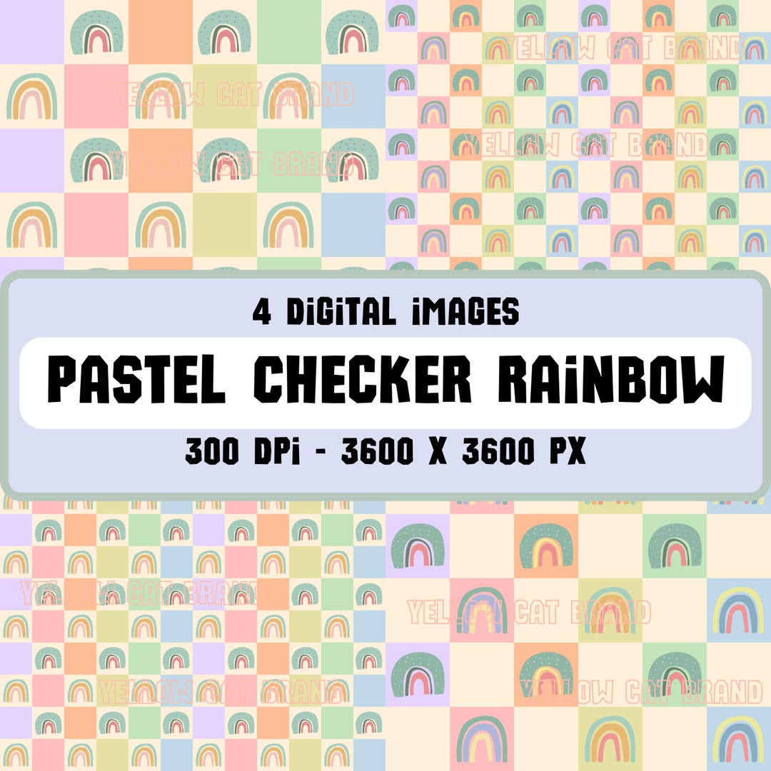 4 Pastel Checker Rainbow Digital Paper | Fantasy Scrapbook Pages ...