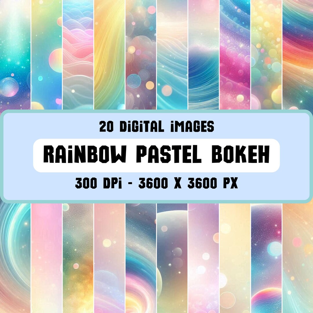 20 Rainbow Pastel Bokeh Digital Paper | Fantasy Scrapbook Pages ...