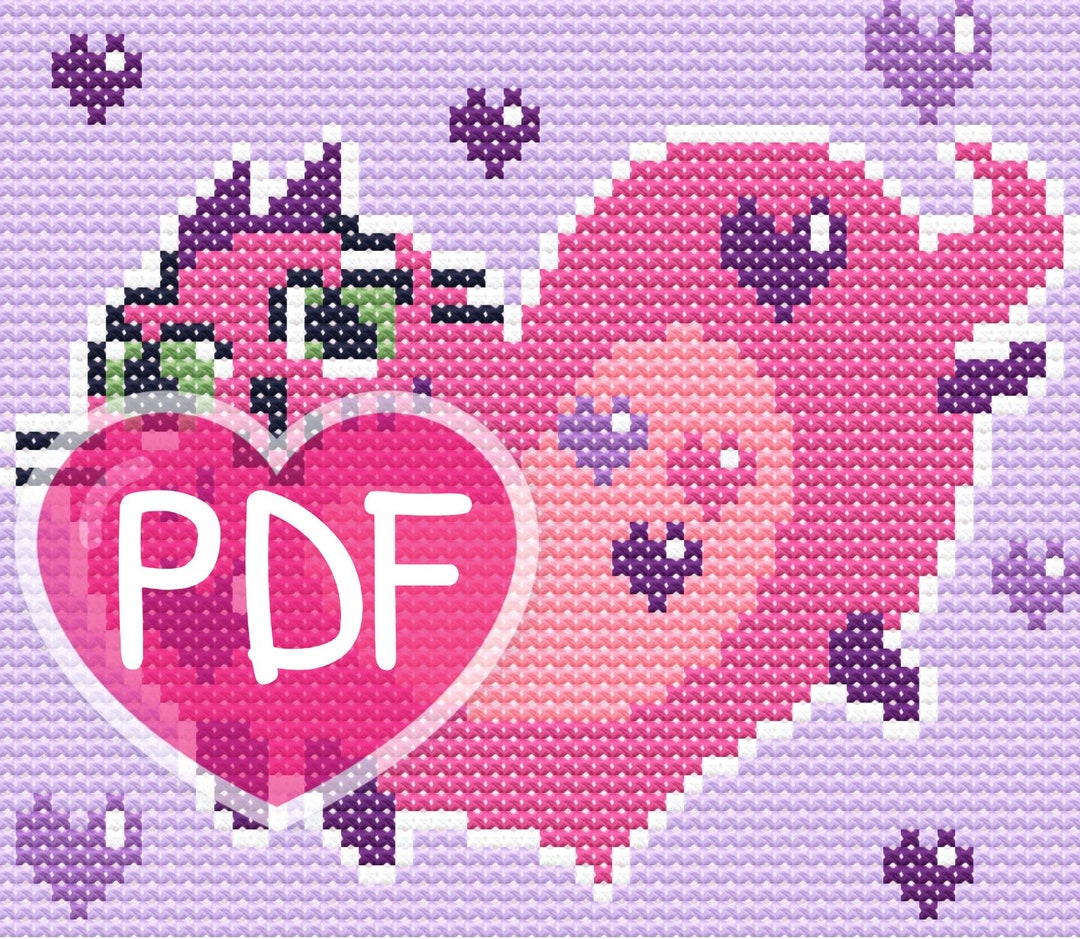Cat Cross Stitch Pattern | Hearts Stitching | PDF Pattern | DMC ...